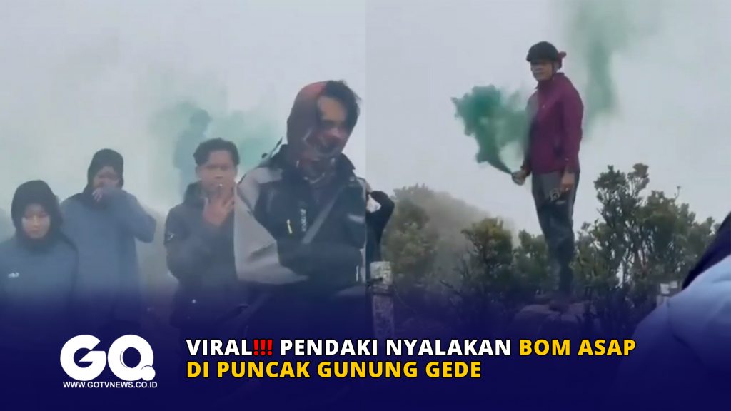 Viral, Pendaki Nyalakan Bom Asap di Puncak Gunung Gede - GOTVNEWS.CO.ID